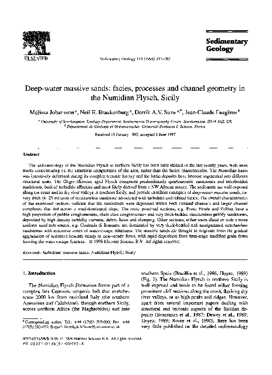 (PDF) Deep-water massive sands: facies, processes and channel geometry ...