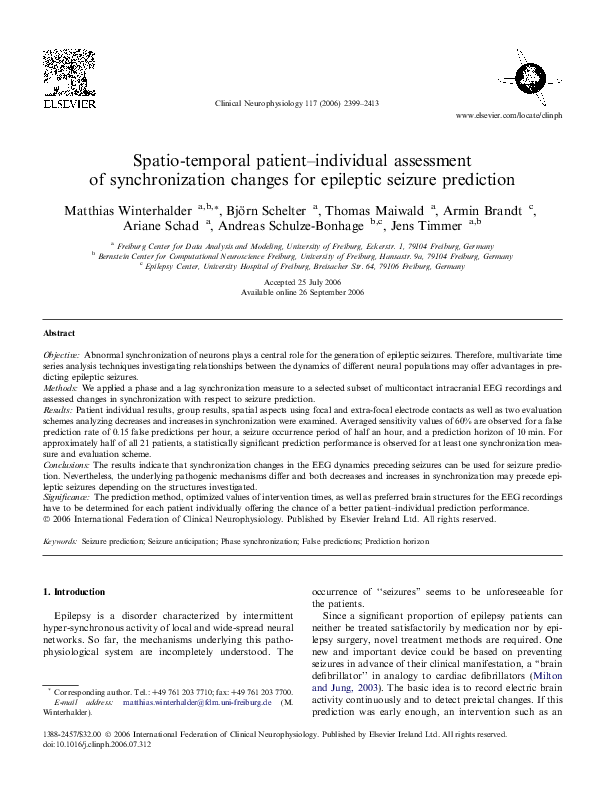 (PDF) Spatio-temporal patient–individual assessment of synchronization changes for epileptic ...