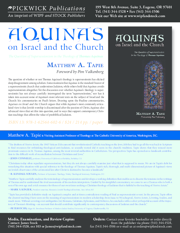 (PDF) Aquinas on Israel and the Church: A Study of the Question of ...