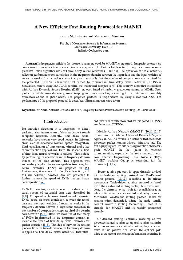(PDF) A new efficient fast routing protocol for MANET
