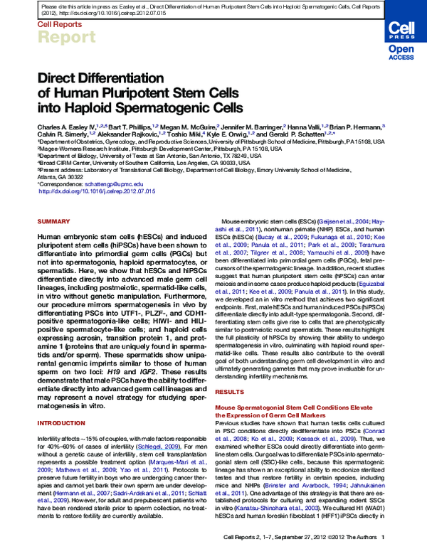 (PDF) Direct Differentiation of Human Pluripotent Stem Cells into ...