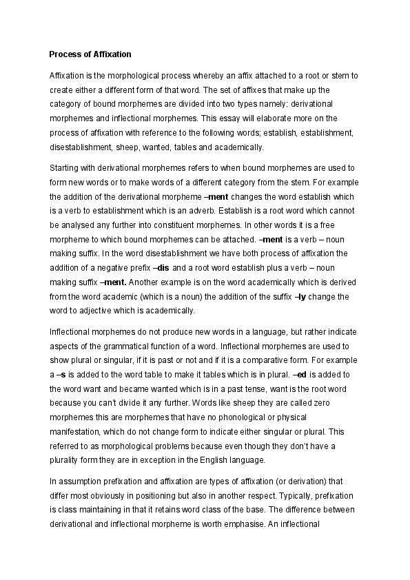 (DOC) Process of Affixation