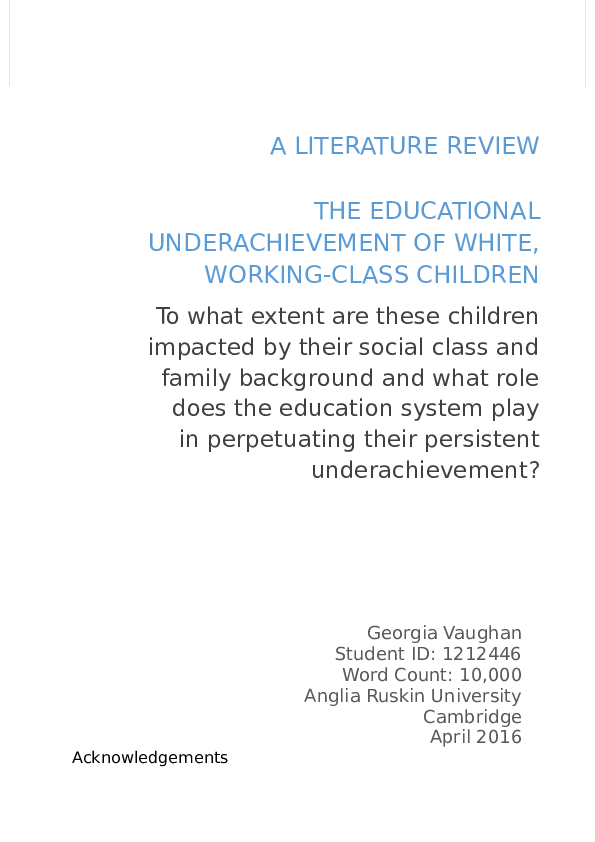 (DOC) White-working class educational underachievement