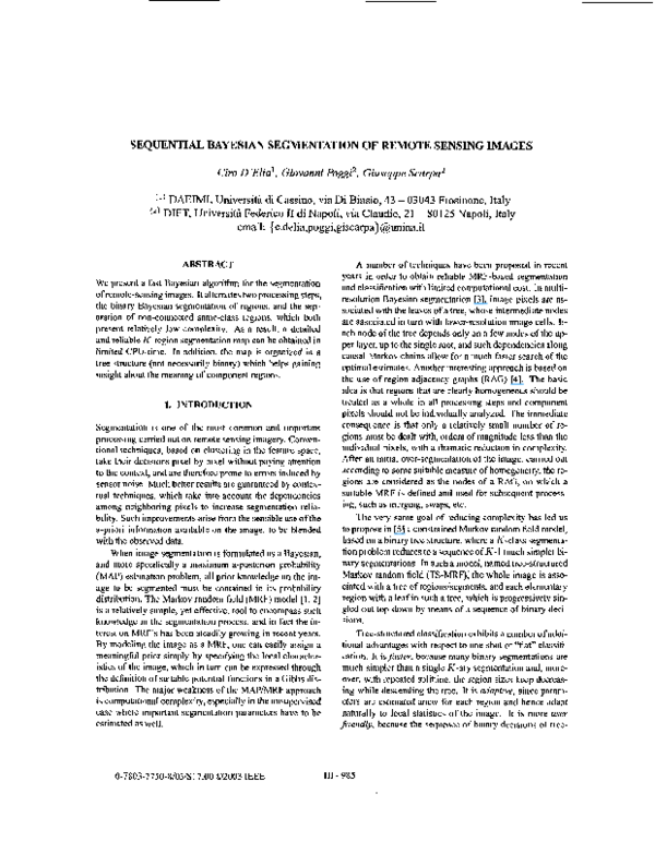 Pdf Sequential Bayesian Segmentation Of Remote Sensing Images