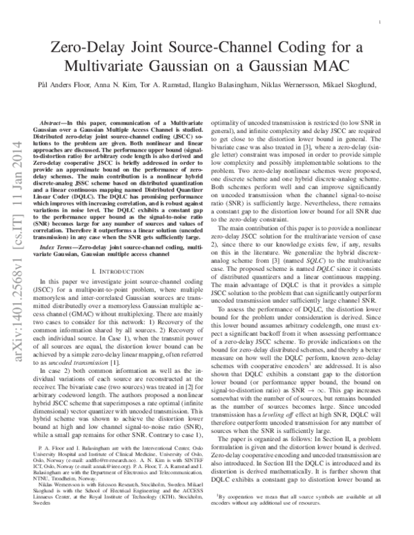 (PDF) On Joint Source-Channel Coding for a Multivariate Gaussian on a Gaussian MAC