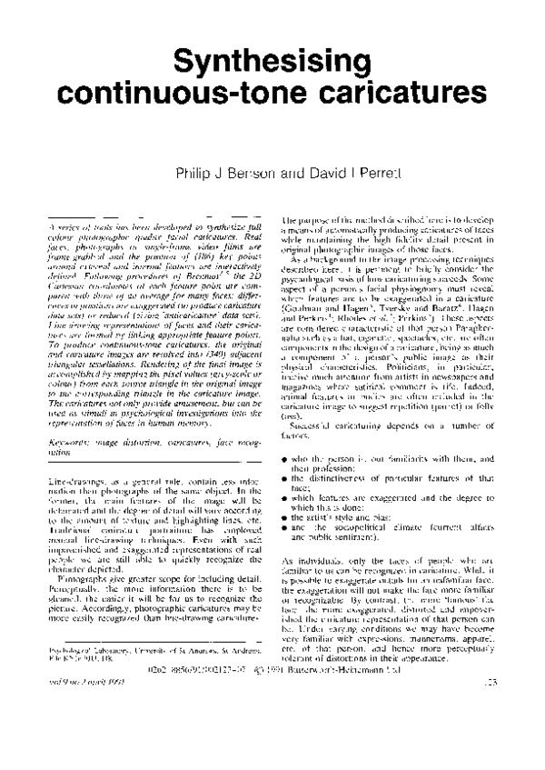 (PDF) Synthesising continuous-tone caricatures