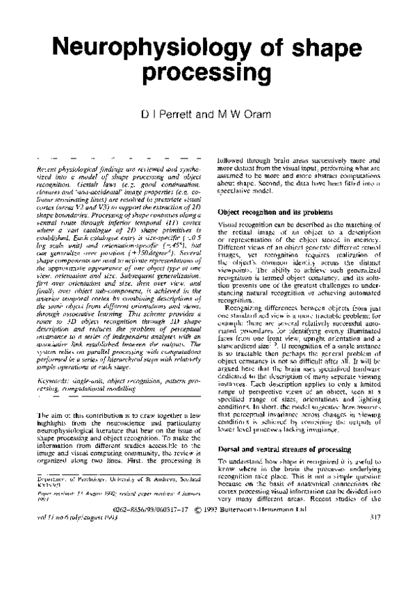 (PDF) Neurophysiology of shape processing