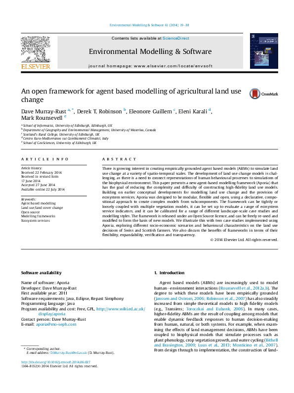 (PDF) An open framework for agent based modelling of agricultural land ...