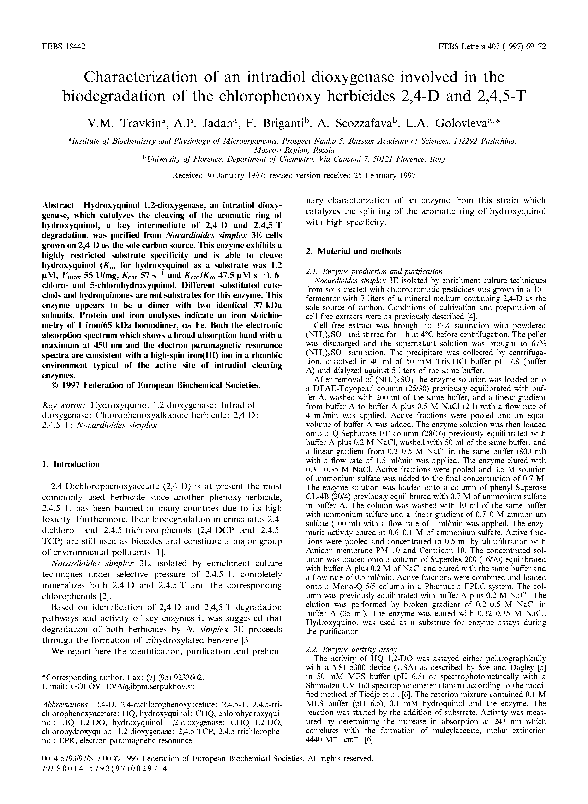 (PDF) Characterization of an intradiol dioxygenase involved in the biodegradation of the ...