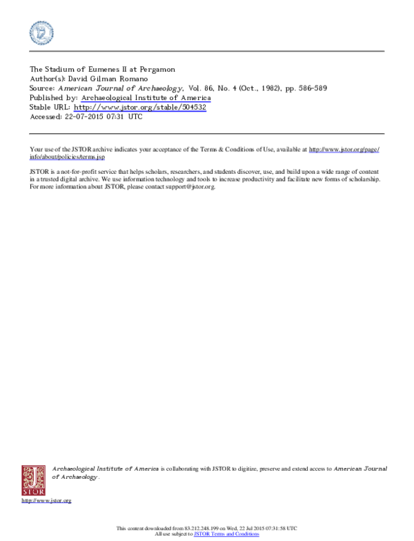 (PDF) The Stadium of Eumenes II at Pergamon