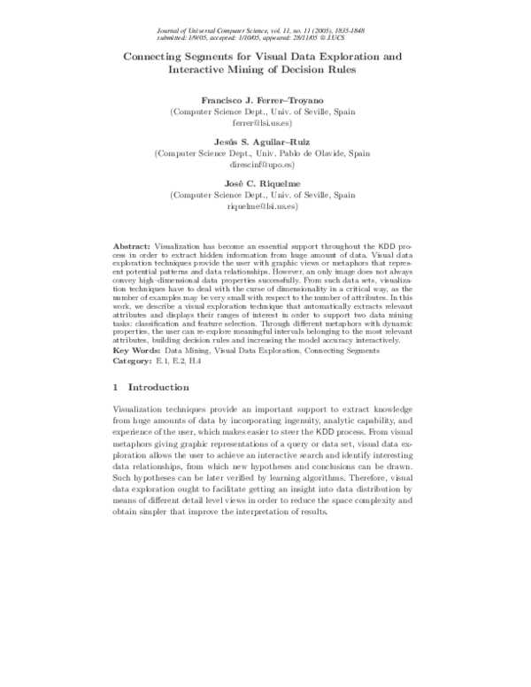 (PDF) Connecting Segments for Visual Data Exploration and Interactive Mining of Decision Rules