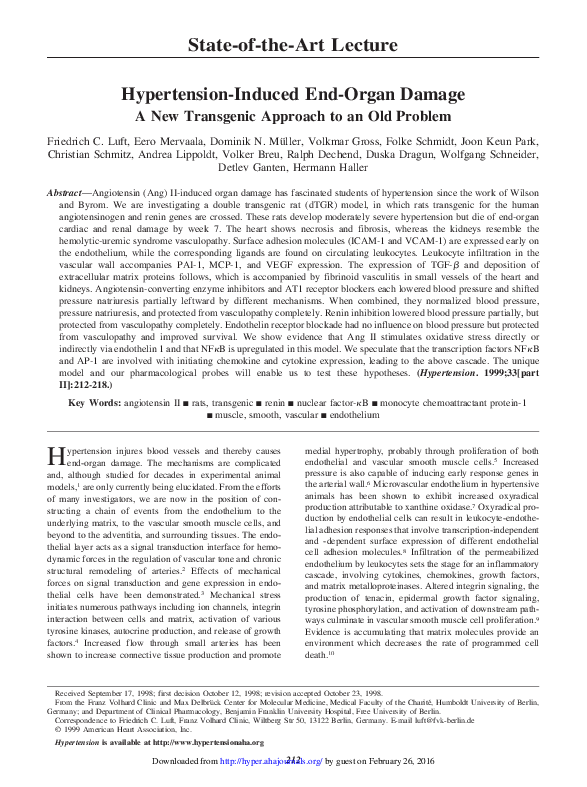 (PDF) Hypertension-Induced End-Organ Damage : A New Transgenic Approach ...