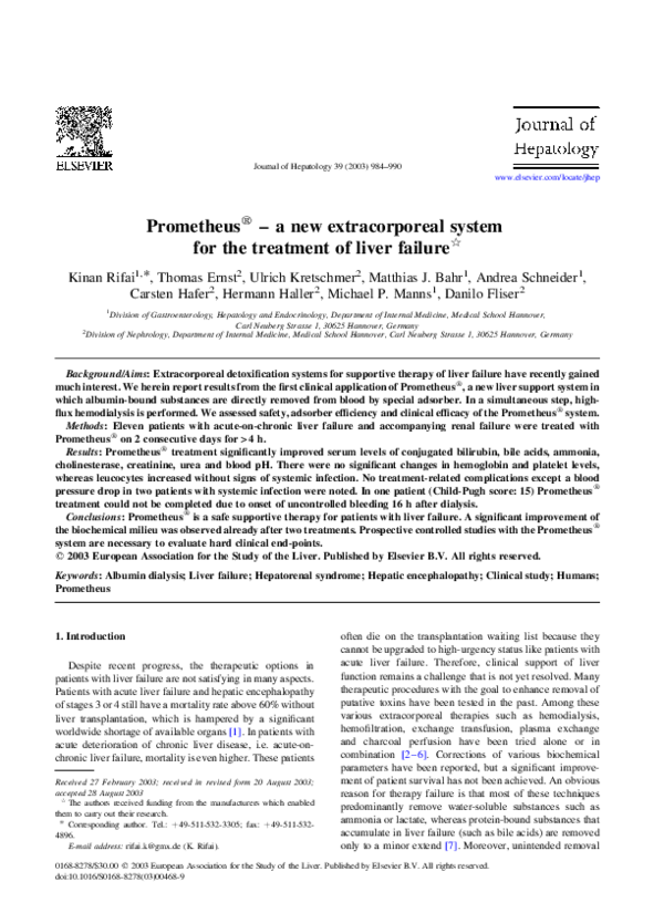 (PDF) Prometheus® – a new extracorporeal system for the treatment of ...