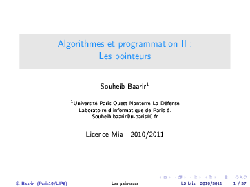 (PDF) Algorithmes et programmation II : Les pointeurs
