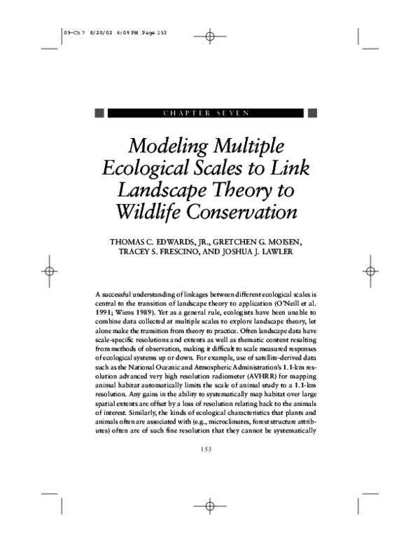 (PDF) Modeling multiple ecological scales to link landscape theory to ...