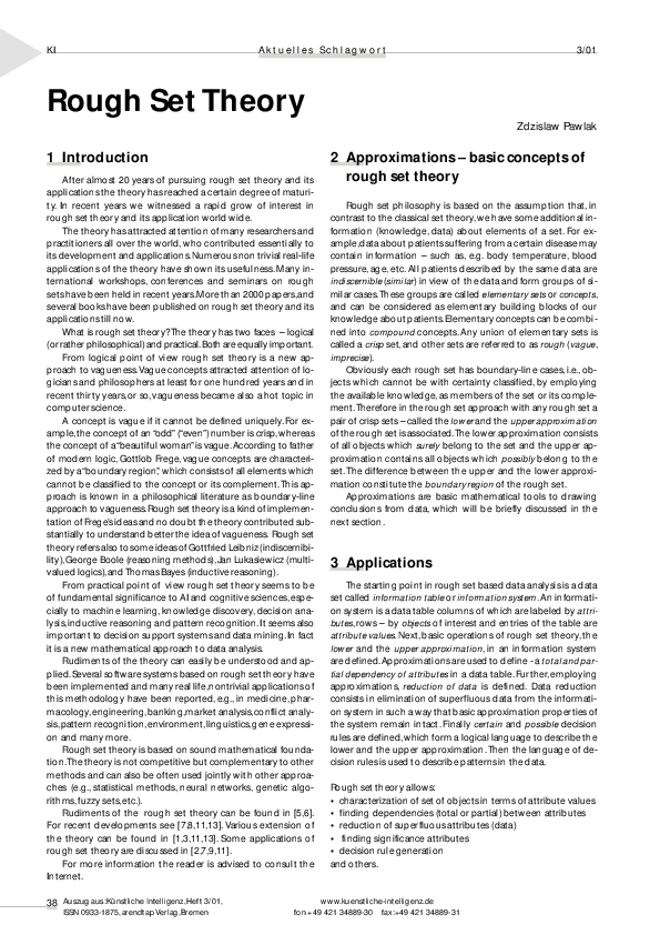 (PDF) Applications of Rough Set Theory in Data Analysis