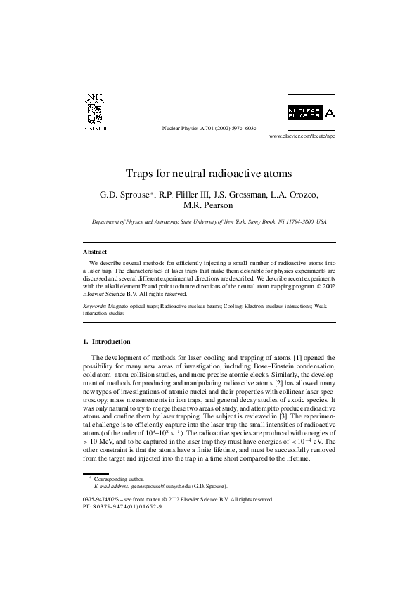 (PDF) Traps for neutral radioactive atoms