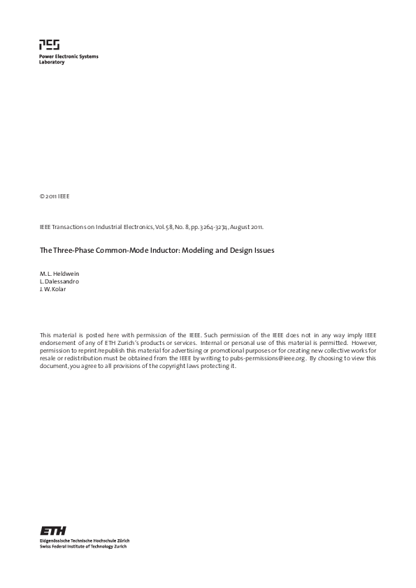 Pdf The Three Phase Common Mode Inductor Modeling And Design Issues