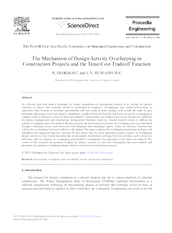 (PDF) The Mechanism of Design Activity Overlapping in Construction Projects and the Time-Cost ...