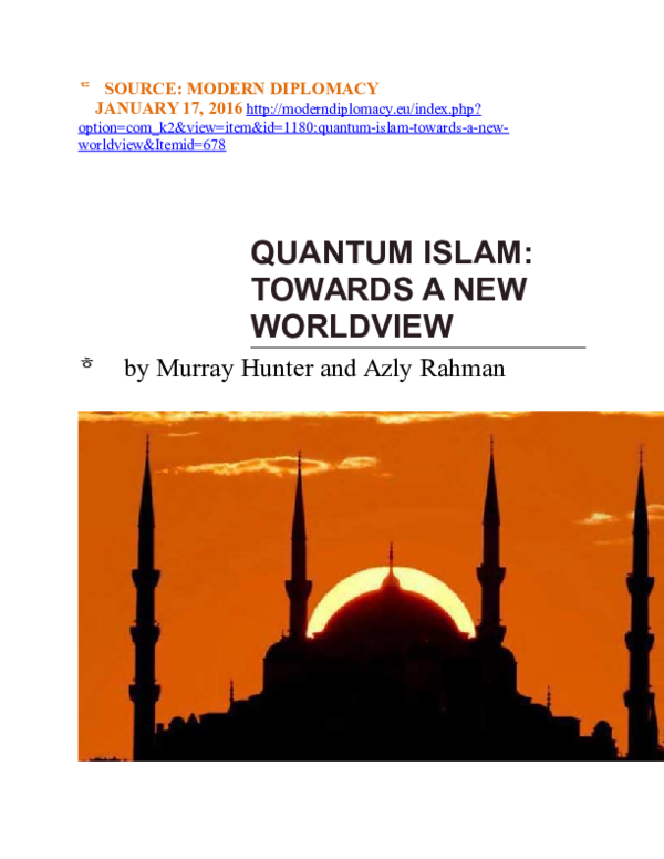 (PDF) QUANTUM ISLAM: TOWARDS A NEW WORLDVIEW