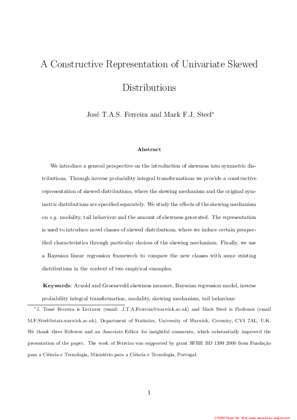(PDF) A new class of skewed multivariate distributions with applications to regression analysis ...