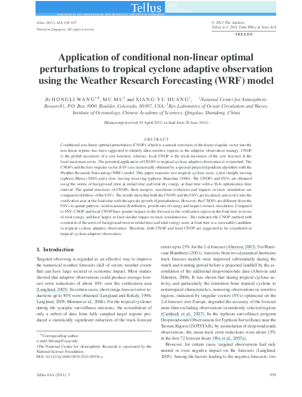 Pdf Application Of The Conditional Nonlinear Optimal Perturbation Method To The Predictability