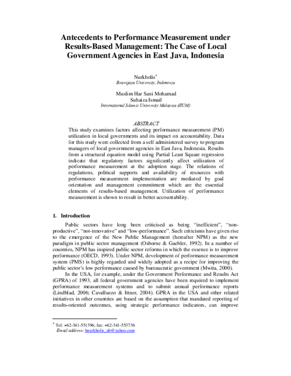 (PDF) Antecedents to Performance Measurement under Results-Based ...