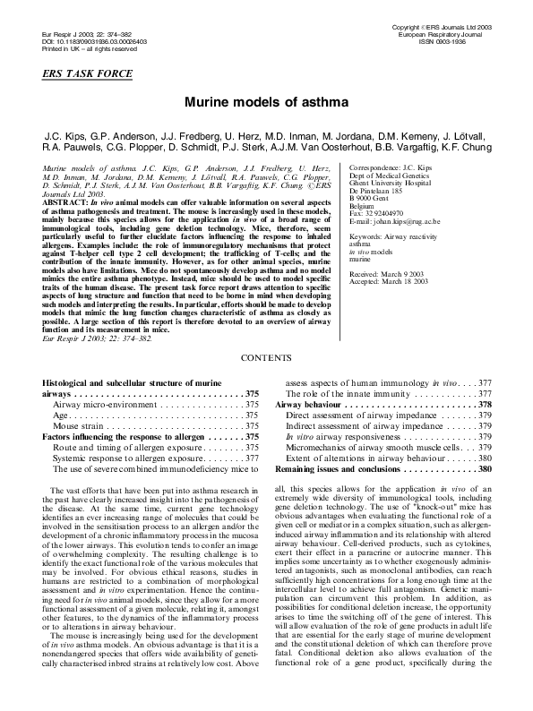 (PDF) Murine models of asthma