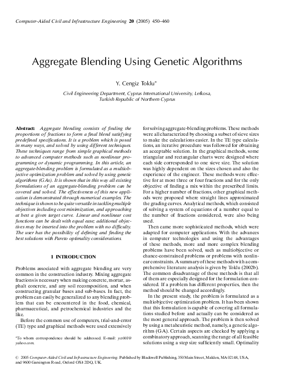(PDF) Aggregate blending using genetic algorithms