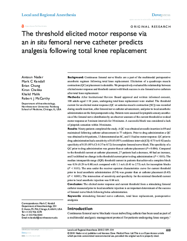 (PDF) The threshold elicited motor response via an in situ femoral ...