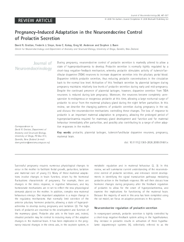 (PDF) Pregnancy-Induced Adaptation in the Neuroendocrine Control of ...