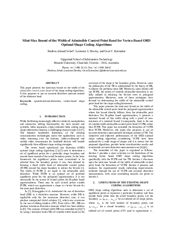 Pdf Minimax Bound For Shape Coding Algorithms