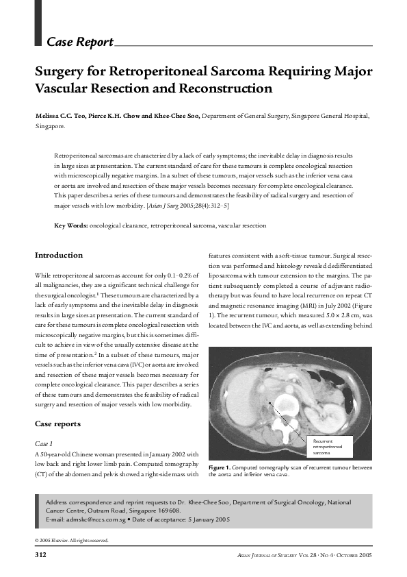 (PDF) Surgery for Retroperitoneal Sarcoma Requiring Major Vascular ...
