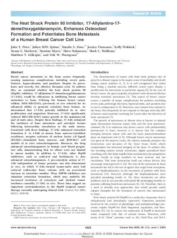 (PDF) The Heat Shock Protein 90 Inhibitor, 17-Allylamino-17-demethoxygeldanamycin, Enhances ...