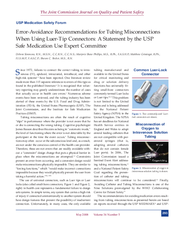 (PDF) Error-avoidance recommendations for tubing misconnections when ...
