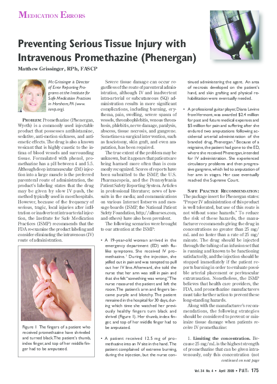 (PDF) Preventing serious tissue injury with intravenous promethazine ...
