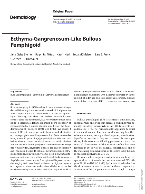 (PDF) Ecthyma-Gangrenosum-Like Bullous Pemphigoid