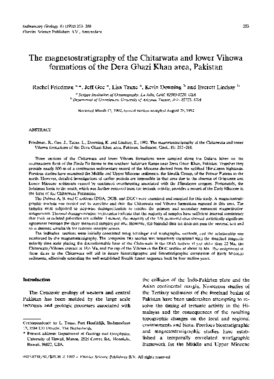 (PDF) The magnetostratigraphy of the Chitarwata and lower Vihowa ...