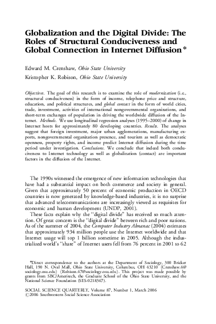 (PDF) Globalization and the Digital Divide: The Roles of Structural ...