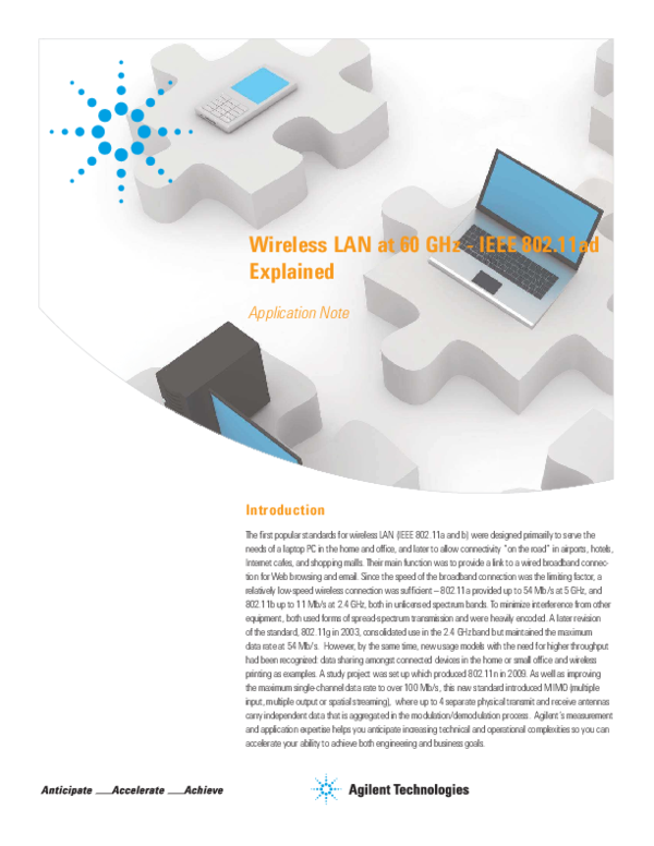 (PDF) Wireless LAN at 60 GHz -IEEE 802.11ad Explained