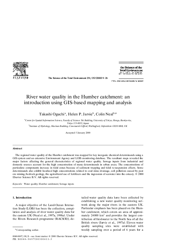 (PDF) River water quality in the Humber catchment: an introduction ...