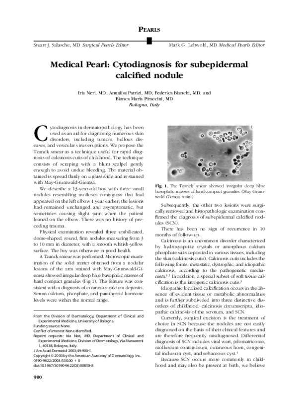 (PDF) Medical pearl: cytodiagnosis for subepidermal calcified nodule