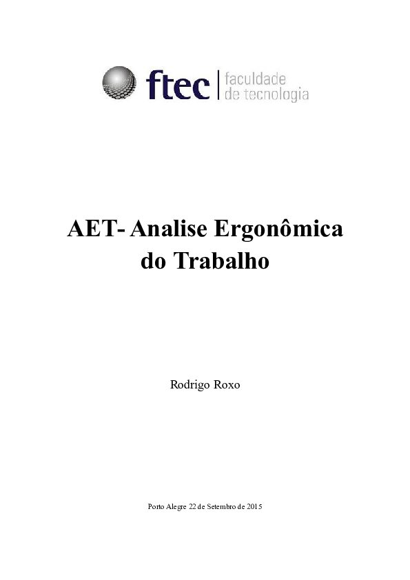 (DOC) AET-Analise Ergonômica do Trabalho
