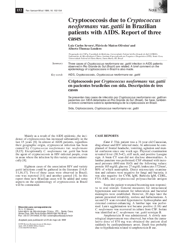 (PDF) Cryptococcus neoformans/Cryptococcus gattii Species Complex in ...