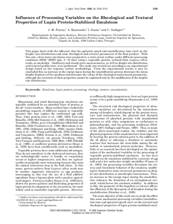 (PDF) Influence of Processing Variables on the Rheological and Textural ...