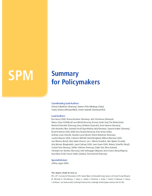 (PDF) Summary for policy makers