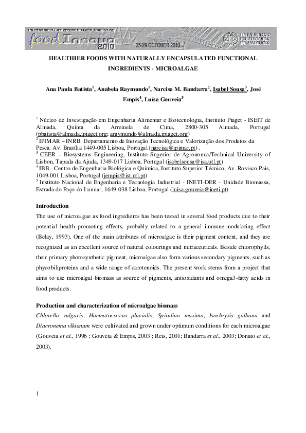 (PDF) Healthier foods with naturally encapsulated functional ingredients-microalgae