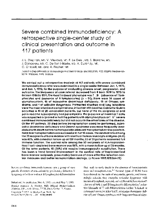 (PDF) Severe combined immunodeficiency: A retrospective single-center ...