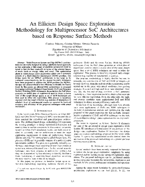Pdf An Efficient Design Space Exploration Methodology For On Chip