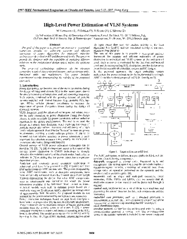 (PDF) High-level power estimation of VLSI systems (PDF) High-level power estimation of VLSI systems